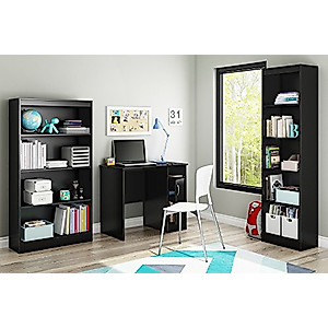 South Shore Axess 5-Shelf Narrow Bookcase, Pure Black, 7270758