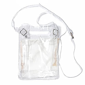 Zeelina PVC Clear Crossbody Bags Transparent Messenger Tote Bags Stadium Travel Daily Jelly Purse Shoulder Bag For Women and Girls