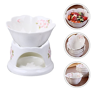 Hemoton Household Chocolate Fondue 1 Set Chocolate Melting Pot Ice Cream Ceramics Gadgets White Chocolate Melting Stove