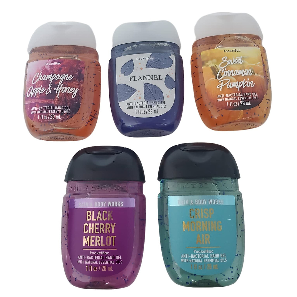 Bath and Body Works 5 Pack Pocketbac Hand Sanitizers Fall Bucket List 1 Oz.