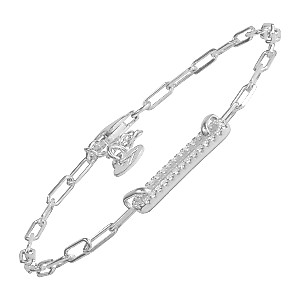 Silpada 'Coupled Together' Cubic Zirconia Sterling Silver Bracelet, 7.25" + 1"