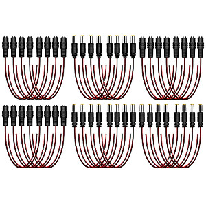 DC Power Pigtail Cable 26 Pairs DC Power Pigtail Wire Plug 1A 2A Pure Copper 2.1mm x 5.5mm 12V Male & Female Connectors for Security CCTV Surveillance System Camera and Lighting Power Adapter (26)