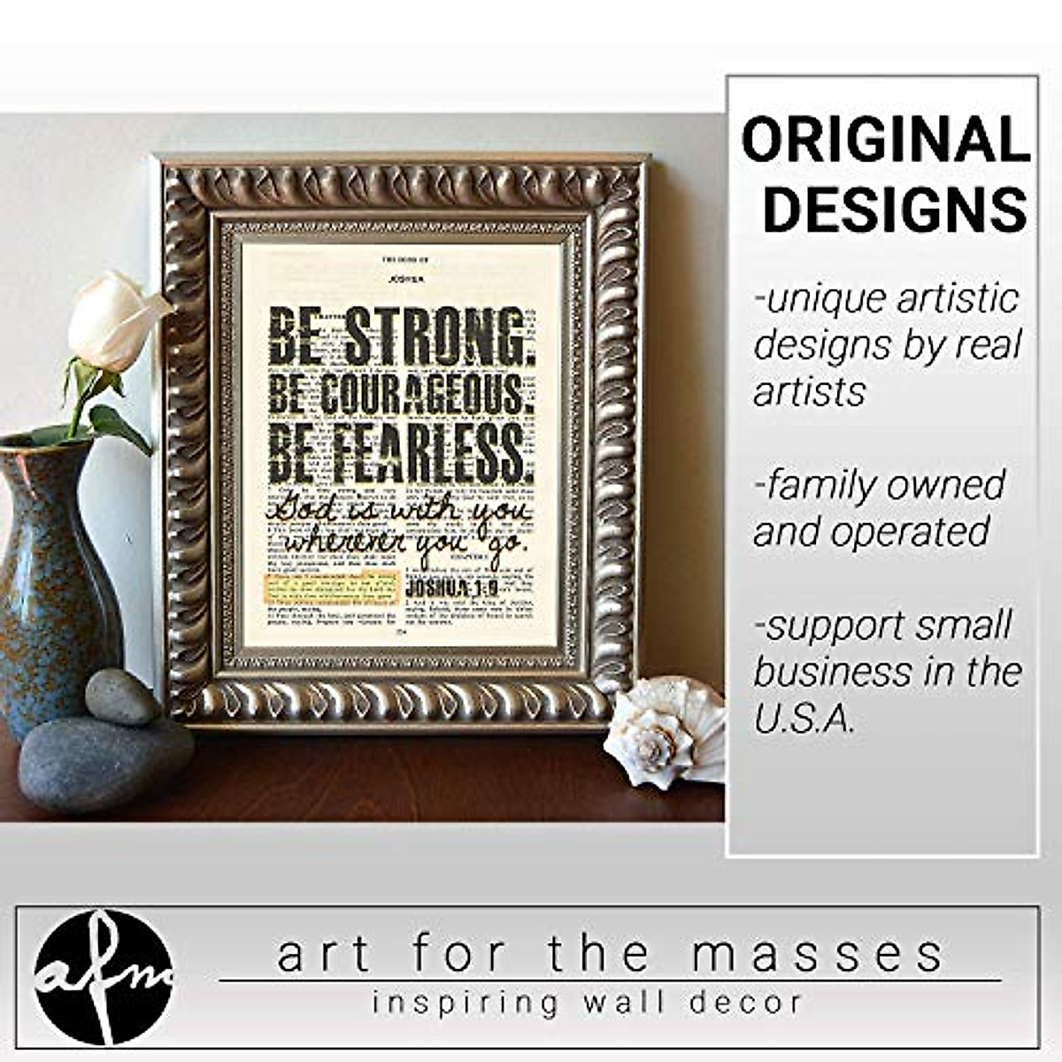 Joshua 1:9, Proverbs 3:5, Jeremiah 29:11, Philippians 4:13 Christian Art Prints, Set of 4, Unframed, Bible Verse Scripture Wall Decor Poster, 8x10 Inches