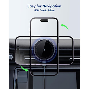 Magnetic Wireless Car Charger Mount, Mag-Safe Compatible Car Mount Wireless Charger, Dashboard & Air Vent Car Phone Mount Compatible for iPhone 15 14 13 12 Pro Max Mini etc