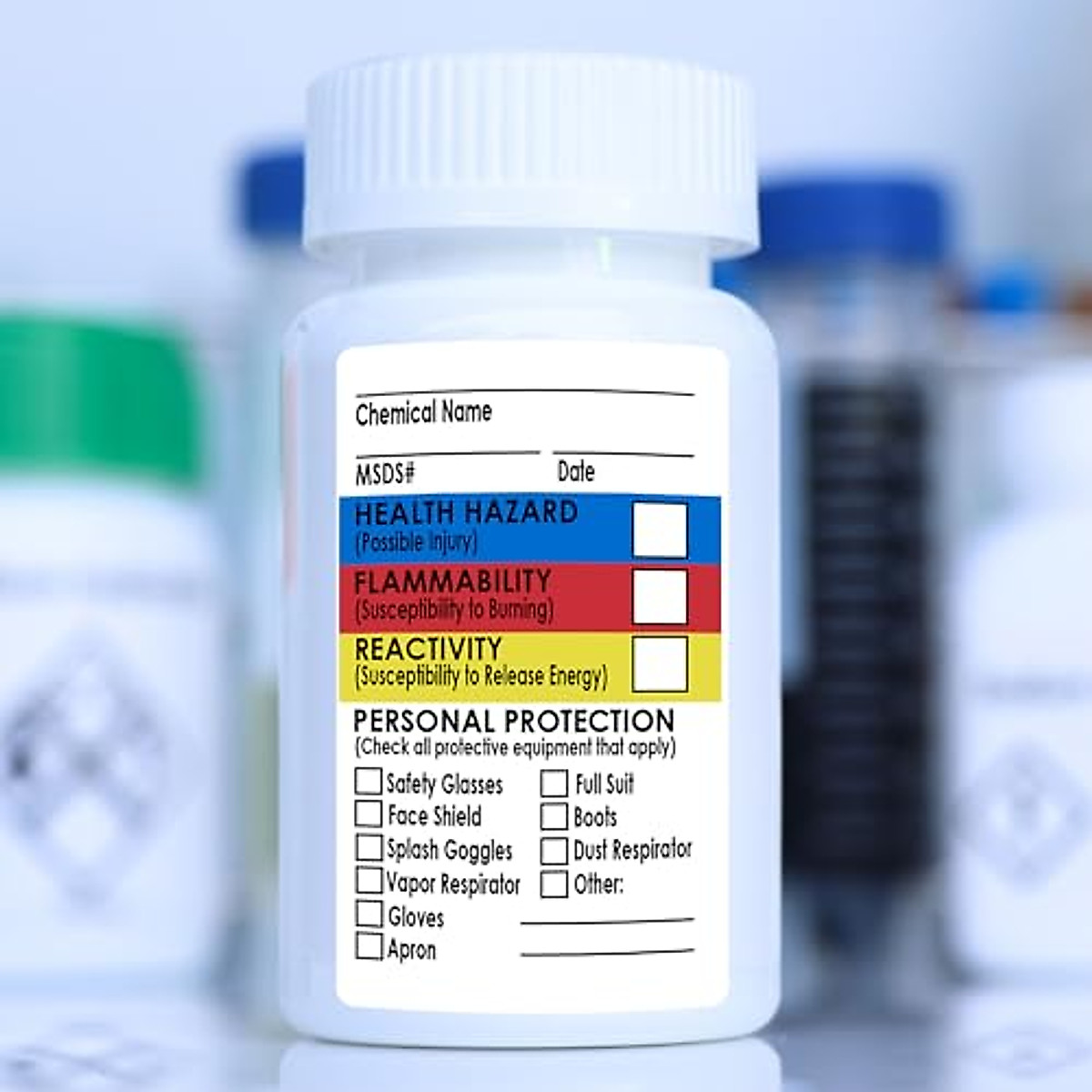 SDS Stickers 500 Stickers - 2 Rolls of 250, 1.5" x 2.5", Right To Know- Chemical Identifying and Marking Sticker Decals