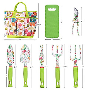 Garden Tool Set,Heavy Duty Hand Tool Kit with Storage Tote,Kneeling Pad,Gardening Gifts for Women/Parent