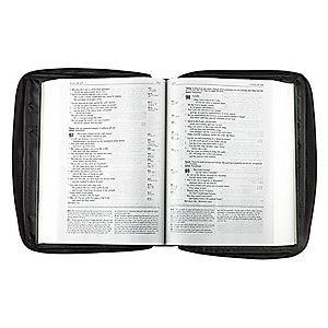 Christian Art Gifts Men/Women's Bible Cover Jesus Fish, Black Canvas, Large