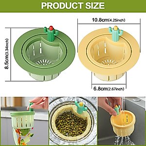 2Pcs Cactus Sink Strainer,Cactus Kitchen Sink Drain Strainer with Widened Spacer,Press Automatic Dumping Basket,Multi-Functional Home Use Cactus Sink Draining Basket Filter Net Lifting Basket