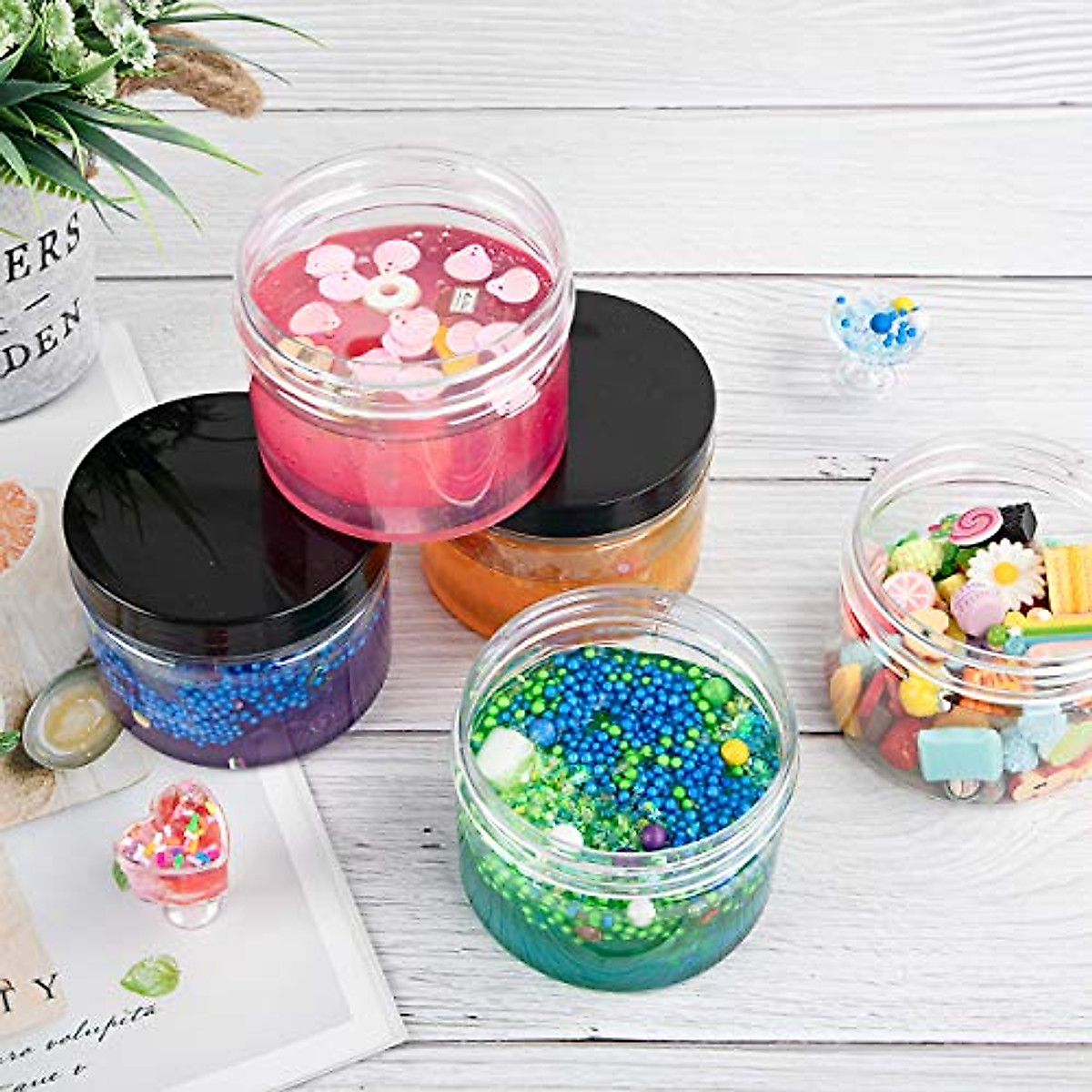 SGHUO 10 Pack 10oz Empty Slime Containers Plastic Jars Storage with Lids