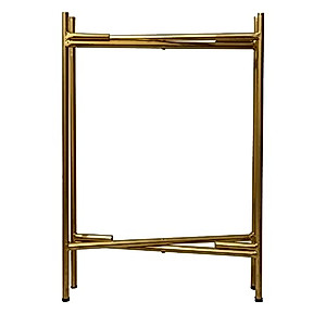 The Urban Port 20-Inch High Round Side End Table with 2-Tier Iron Frame, Matte Gold