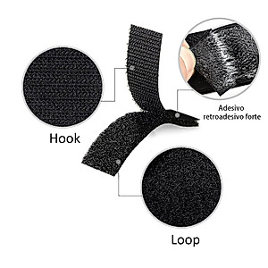 Melsan 1x4 inch Hook and Loop Strips with Adhesive - 15 Sets, Strong Back Adhesive Fasten Mounting Tape for Home or Office Use - Instead of Holes and Screws, Black
