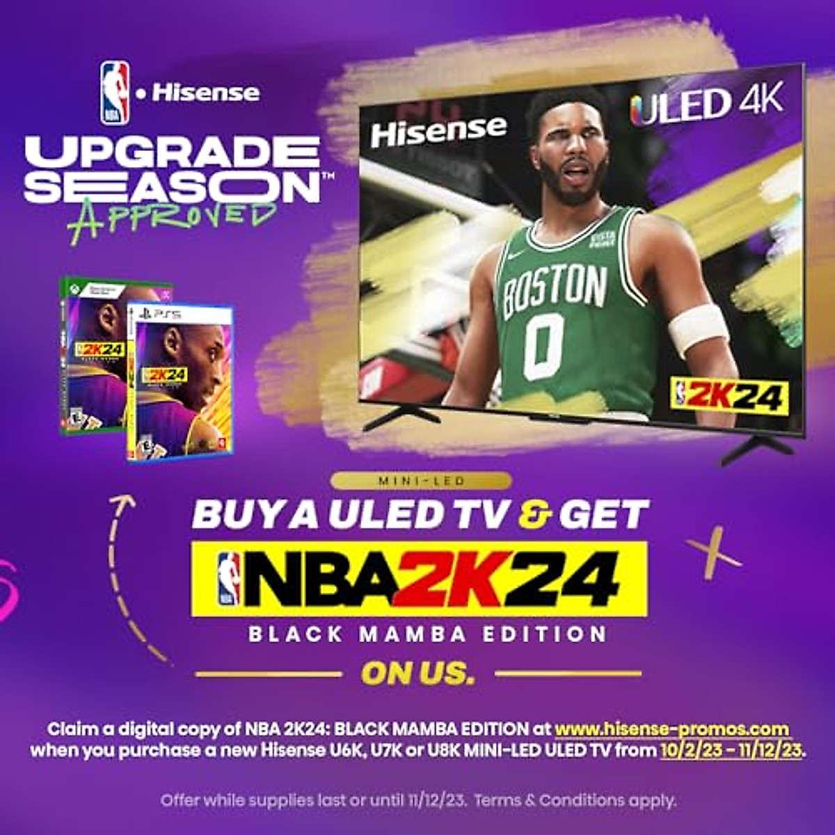 Hisense 55-Inch Class U6 Series ULED Mini-LED Google Smart TV (55U6K, 2023 Model) - QLED, Full Array Local Dimming, HDR 10+, Dolby Vision IQ, Game Mode Plus VRR, 240 Motion Rate, Compatible with Alexa