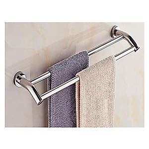 Towel Racks Simple Shelf, Double Rail Wall Mounted Towel Shelf Stainless Steel Bath Towel Holder Hand Towel Hanging Rail for Kitchen Or Bathroom-50Cm/70cm (Color : 40cm)
