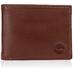 Timberland Men's Leather Passcase Trifold Wallet Hybrid, Cognac (Hundson), One Size