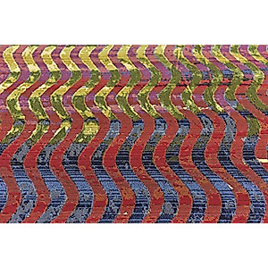 Unique Loom Outdoor Modern Collection Area Rug - Wavy (5' 3" x 8' Rectangle, Multi/ Beige)