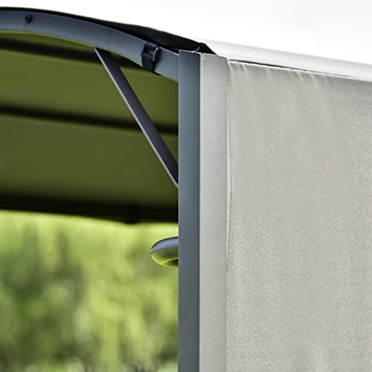 DHPM Iron Double Tiered Backyard Patio BBQ Grill Gazebo with Bar Counters&Extendable Shades for Your Yard, Patio, Garden, Outdoor or Party