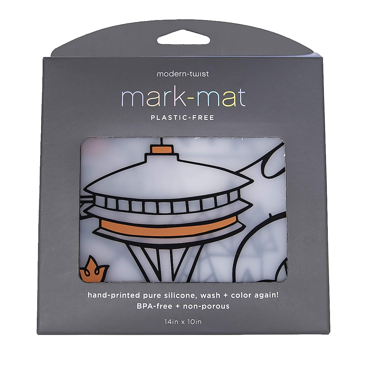 modern-twist 10 x 14 Reusable, Waterproof Coloring Mark-Mat Sheet for Kids, 100% Food-Grade Silicone, Pack of 1, Seattle