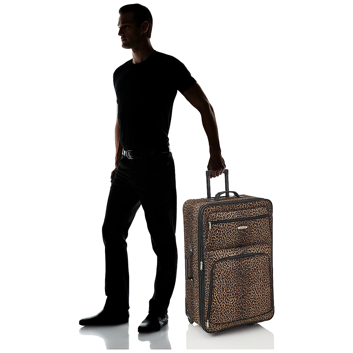 Rockland Jungle Softside Upright Luggage Set, Leopard, 4-Piece (14/19/24/28)