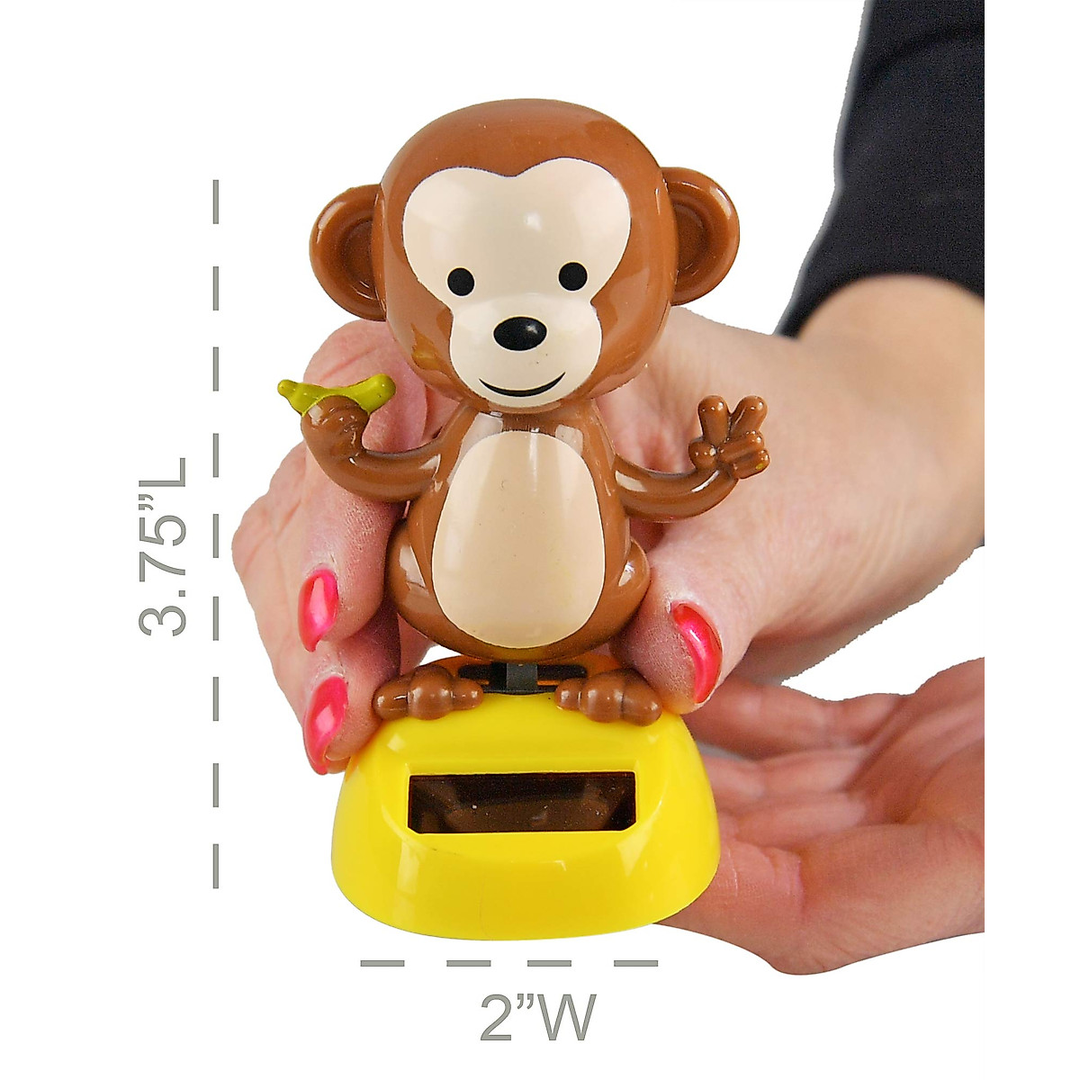 Home-X Solar-Power Dancing Monkey Figure, Office Décor, 3 3/4” Tall