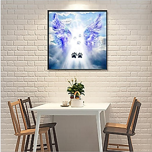 MaiYiYi Angel Wings Diamond Painting Set 5D Full Round Diamond Painting Angel Halo Diamond Painting Cross Stitch Kit Angel Diamond Painting by Numbers for Adult Kids Home Wall Art Decor (30X30 CM)