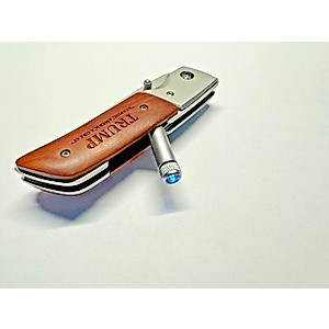 Generic Support President Trump with Keeping America Great Rosewood Pocket Knife with LED Light and Belt Clip - A Must-Have for Trump Enthusiasts