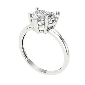 2.0 Ct Brilliant Heart Cut Clear Simulated Diamond 14K White Gold Solitaire Engagement Promise Bridal Ring Size 5.5