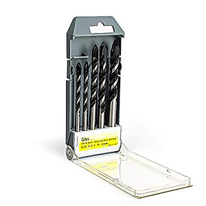 CUTTEX TOOLS Multi-Material Drill Bit Set, 5 Pcs HEAVY DUTY Multipurpose Tungsten Carbide Tip Most Common Sizes (6, 6, 8, 10, 12mm), For Drilling in Tile, Glass, Mirror, Concrete, Wood, and Plastic