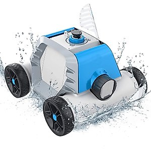 Hitwby Cordless Pool Cleaner, Automatic Robotic Pool Cleaner with 5000mAh Rechargeable Built-in Battery, Up to 90 Mins Running Cycle, Ideal for Flat Bottom Above Ground/In-Ground Swimming Pools, Blue
