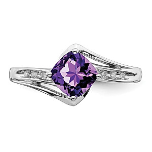 IceCarats 925 Sterling Silver Diamond Purple Amethyst Square Ring Gemstone Band Size 8