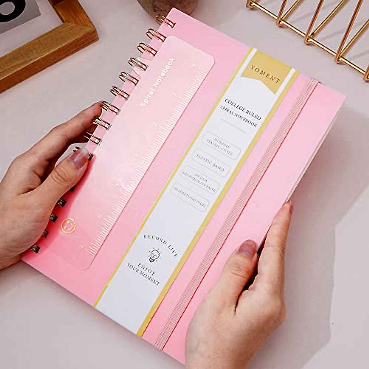 Spiral Notebook College Ruled A5 Spiral Bound Journal 160 Pages Thick Paper Plastic Hardcover Spiral Notebook 5x7 Wire Bound Notebooks for Note Taking School Office Supplies,Pink