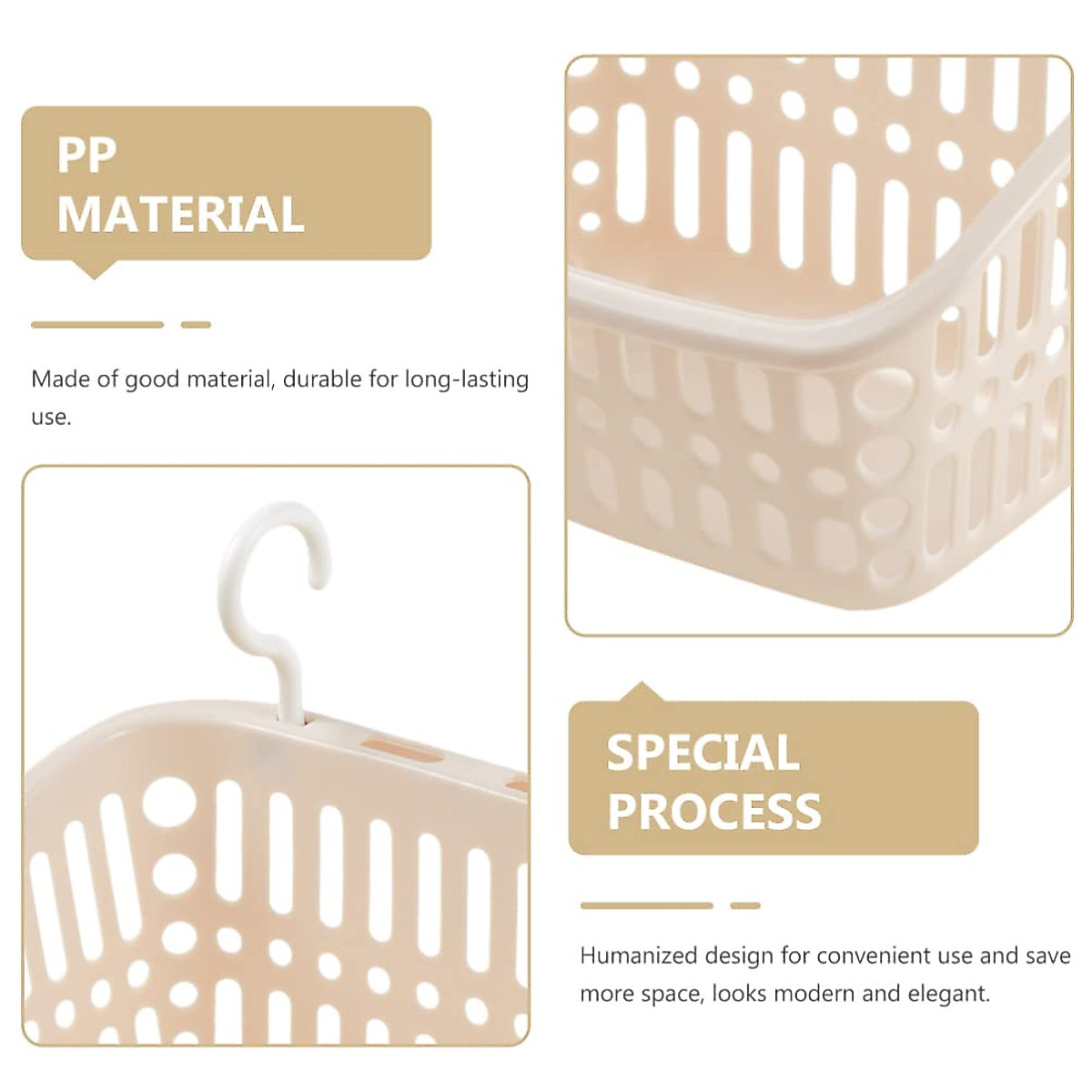 Cabilock 2Pcs Hangable Storage Basket Wall Hanging Baskets for Storage Towel Storage Plastic Hanging organizing Basket Bathroom Hanging Basket Toiletry Organizer with Hook Silk Screen pp