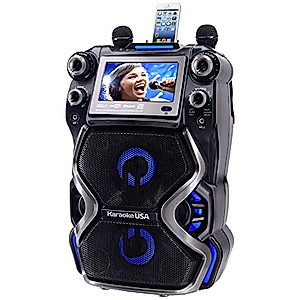 Karaoke USA GF920 Rechargeable Portable Bluetooth CDG-MP3G Karaoke Machine and PA System with 2 Microphones