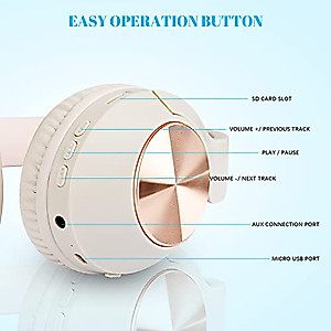 mucro Bluetooth Headphones Over-Ear Wireless & Wired Headphones with Mic Foldable HiFi Stereo On-Ear Headset Deep Bass with Soft Earmuffs for Phone TV PC Online Class Office