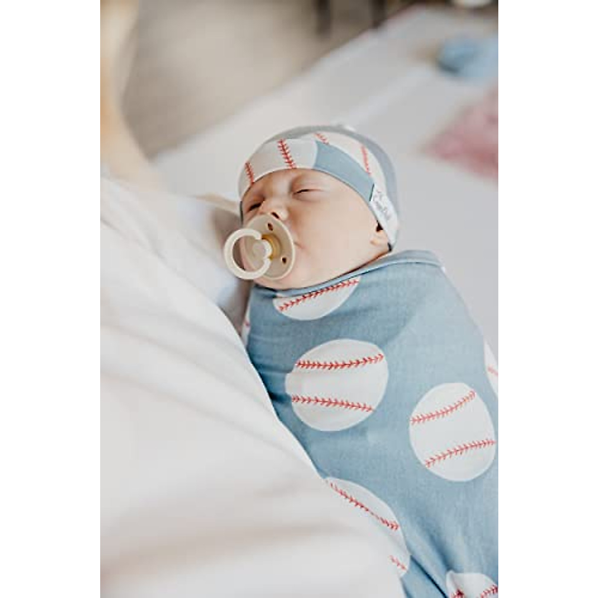 Large Premium Knit Baby Swaddle Receiving Blanket"Slugger" by Copper Pearl