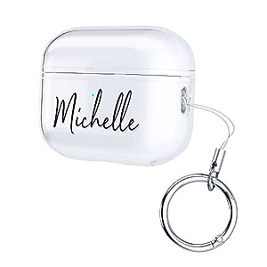 Case Charming Custom Name Case for AirPods Pro 2nd Generation 1st 3rd Clear Personalized with Keychain Carabiner