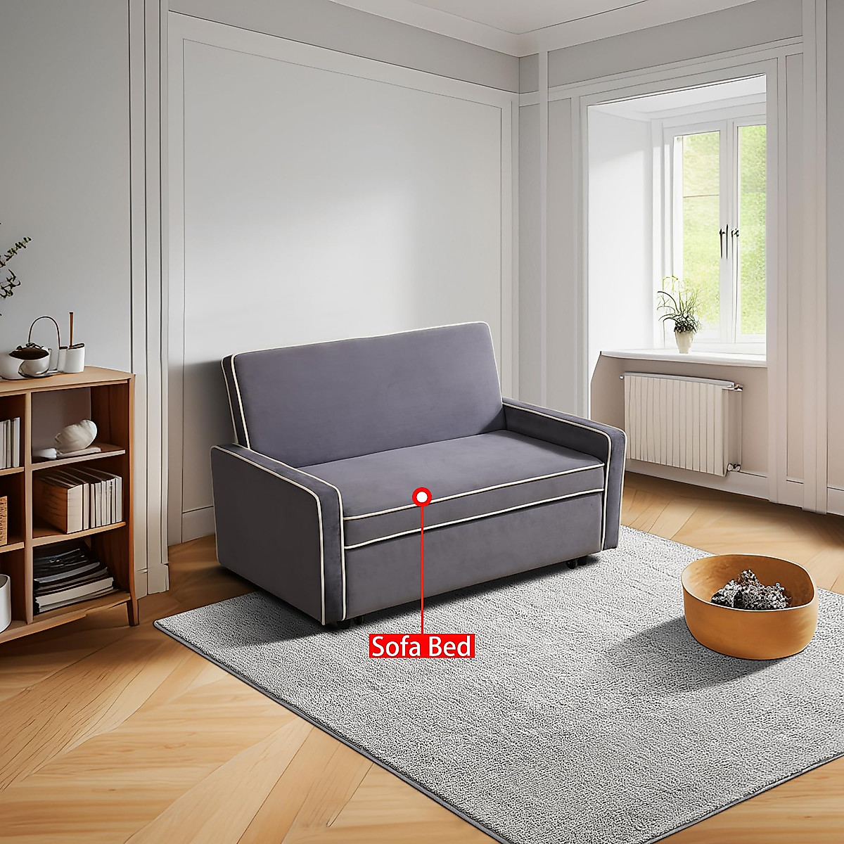 NicBex MZX-Emma-SF-00001-DX Sofa Couch, 53" W, Flannel-Light Grey