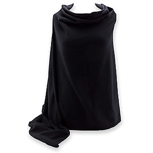 Jet&Bo 100% Cashmere Lightweight Travel Wrap, Shawl & Scarf Black, Storage Bag + Gift Box