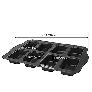 Beasea Brownie Pan Square, 2 Pack Nonstick 12 Cavity & 8 Cavity Muffin Pan Brownie Cake Pan Mini Cheesecake Cupcake Pan Carbon Steel Brownie Baking Tray Bakeware for Oven