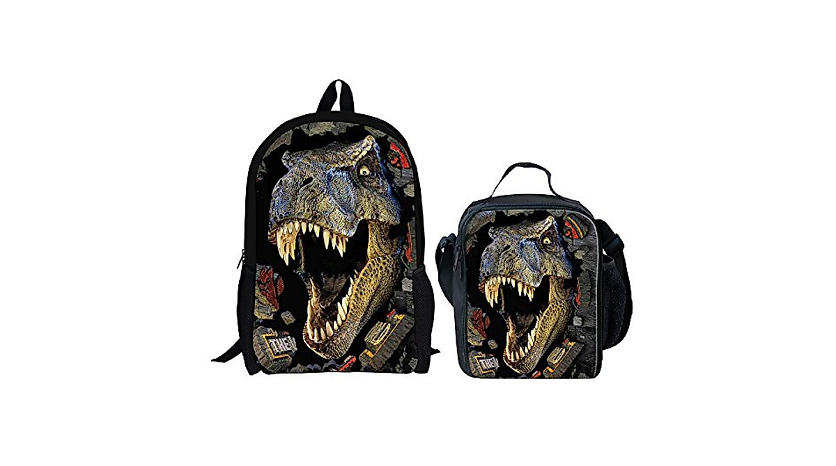 HUGS IDEA Dinosaur T-rex Backpack Set for Kids