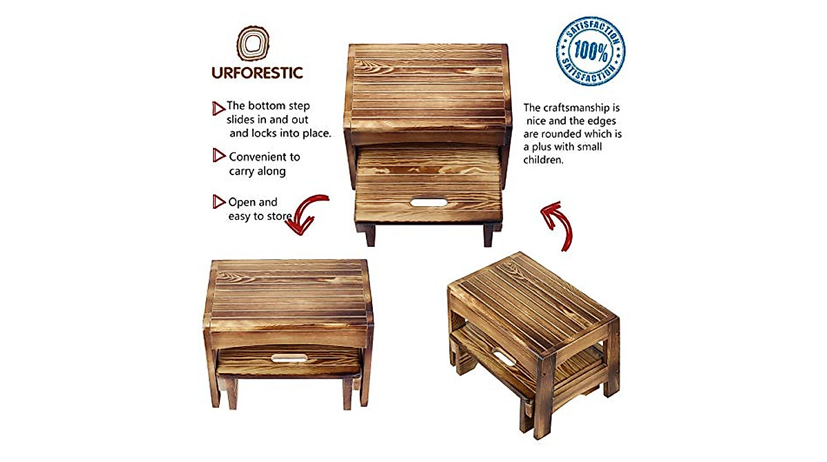 URFORESTIC Solid Wood Bed Step Stool - Durable & Stylish