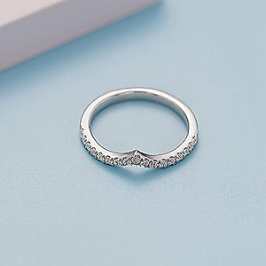 Blocaci Moissanite Wedding Rings for Women 925 Sterling Silver 10K 14K 18K Gold Wedding Band with Text Engraving (10K Gold)