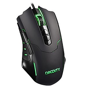Dacoity Wired Gaming Mouse, PC Gaming Mice Gamer Mouse [RGB LED][7200 DPI][7 Programmable Buttons][Plug Play] USB Ergonomic Mouse for Windows Mac Laptop PC Gamers - Black