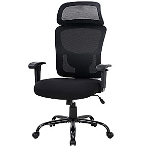 BestOffice Ergonomic Office 400lbs Wide Seat Executive Desk Lumbar Support Adjustable Armrest Headrest High Back Mesh Computer Rolling Swivel Task Chair(Black)