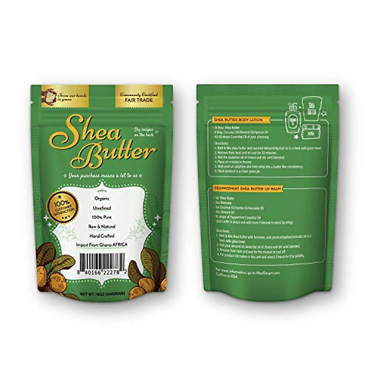 Miibox 100% Raw Unrefined Organic Shea Butter-African Grade A Ivory 1 Pound (16oz)