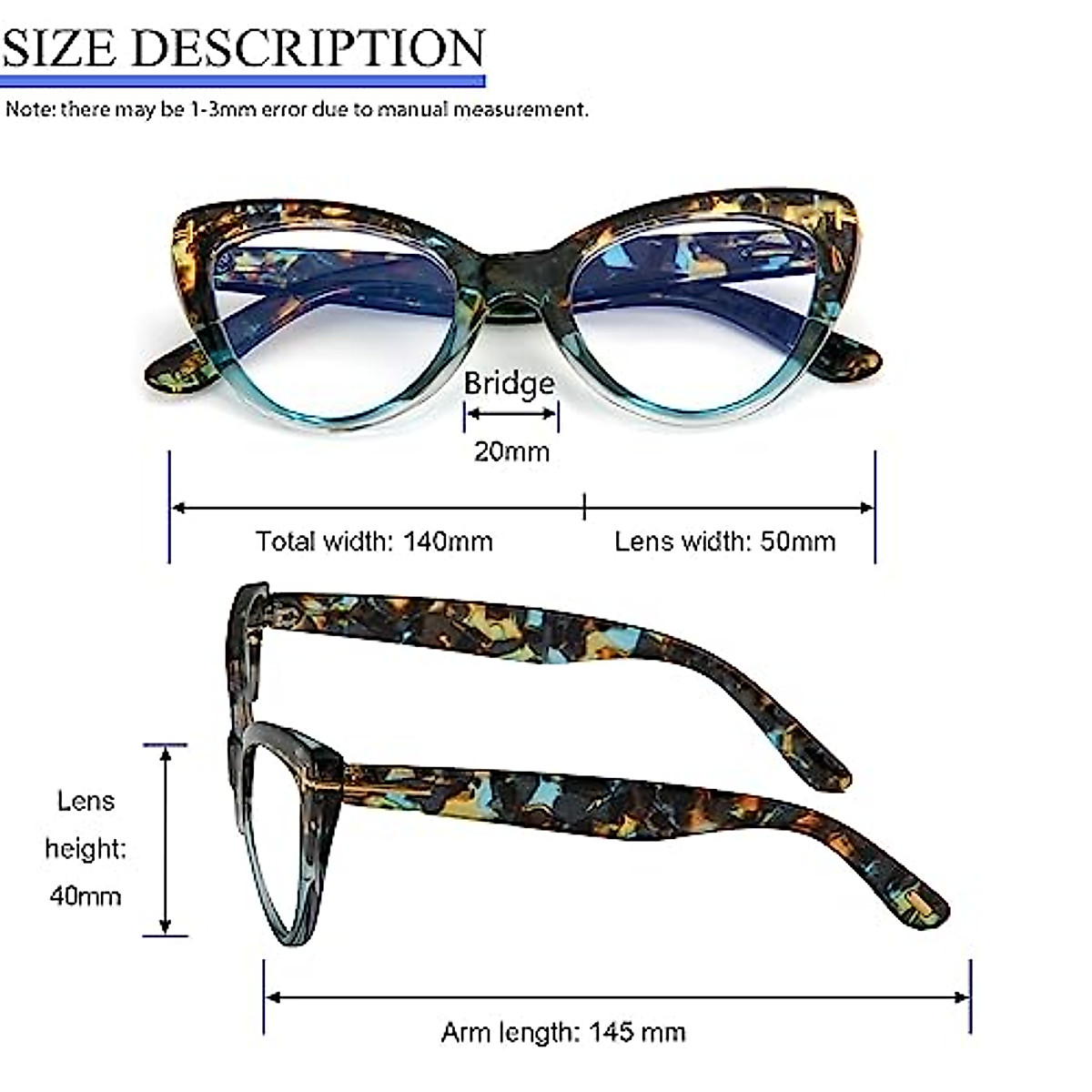 DXYXYO 3 Pack Cat Eye Reading Glasses for Women Fashion Blue Light Blocking Thick Frame Computer Readers 1.5+