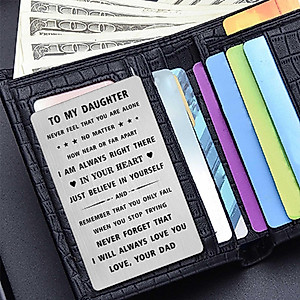 Daughter Birthday Card Gifts - I Love You Daughter from Dad - Daughter Birthday Wedding Engraved Wallet Card Gifts for Girl