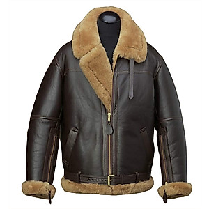 B3 Men Real Shearling Sheepskin flying WW2 Aviator RAF Bomber Jacket (XXXL)