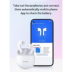XIAODU Smart Wireless Earbuds, Voice Note Lightweight Headphone, with 13mm Dynamic Driver Unit and Type-C Charging Case, Mic, Sweat Proof, in-Ear Stereo Earphones for Sports