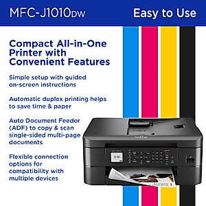 Brother MFC-J1010DW Wireless Color Inkjet All-in-One Printer with Mobile Device and Duplex Printing, Refresh Subscription and Amazon Dash Replenishment Ready