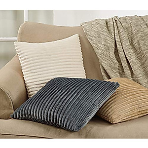 SARO LIFESTYLE Cora Cllection Faux Rabbit Fur Poly Filled Throw Pillow, 18", Ivory